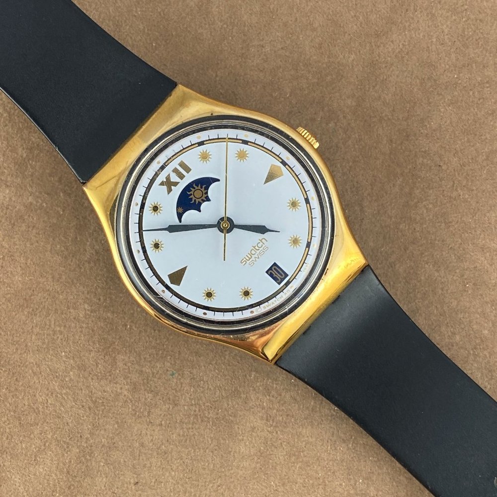 Vintage Swatch Moonphase Gold Watch - Gem